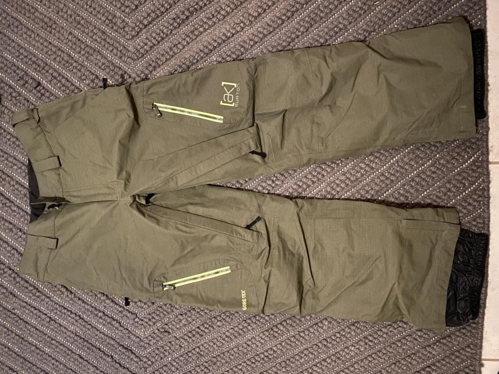Burton AK 2L Stagger Goretex Snowboard or Ski Pants Mens S Green/Olive